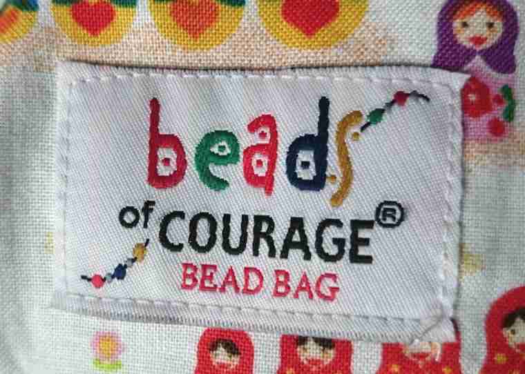 Cloth Beads of Courage bead bag label